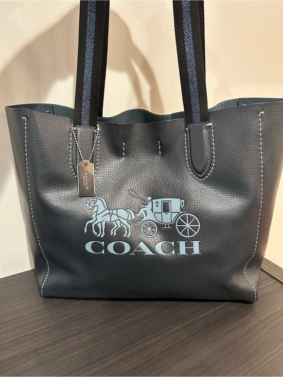 Coach | Bags | Coach Embossed Horse Carriage Leather Derby Tote Euc ...